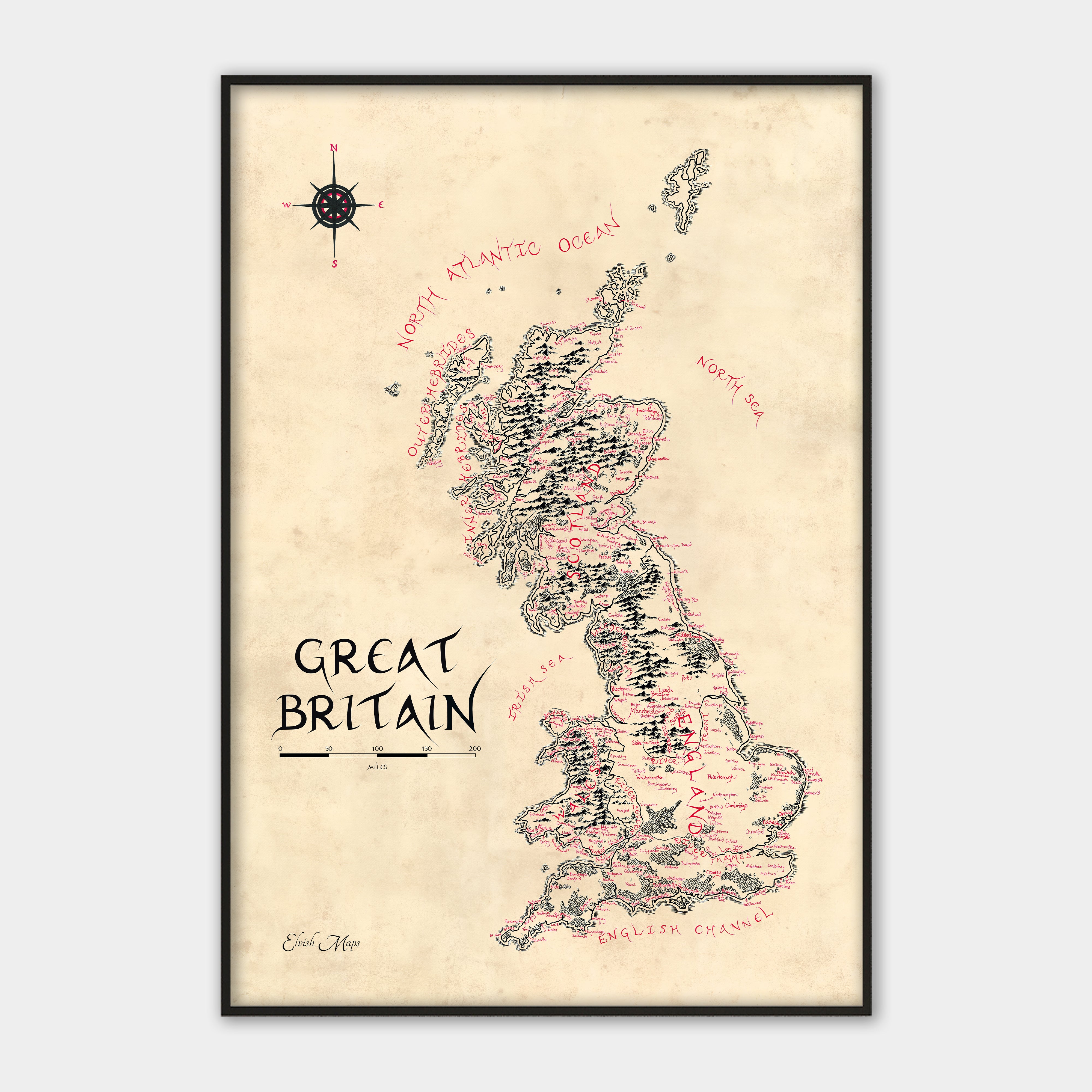 Great Britain Map | Great Britain Lord of The Rings Inspired Map ...
